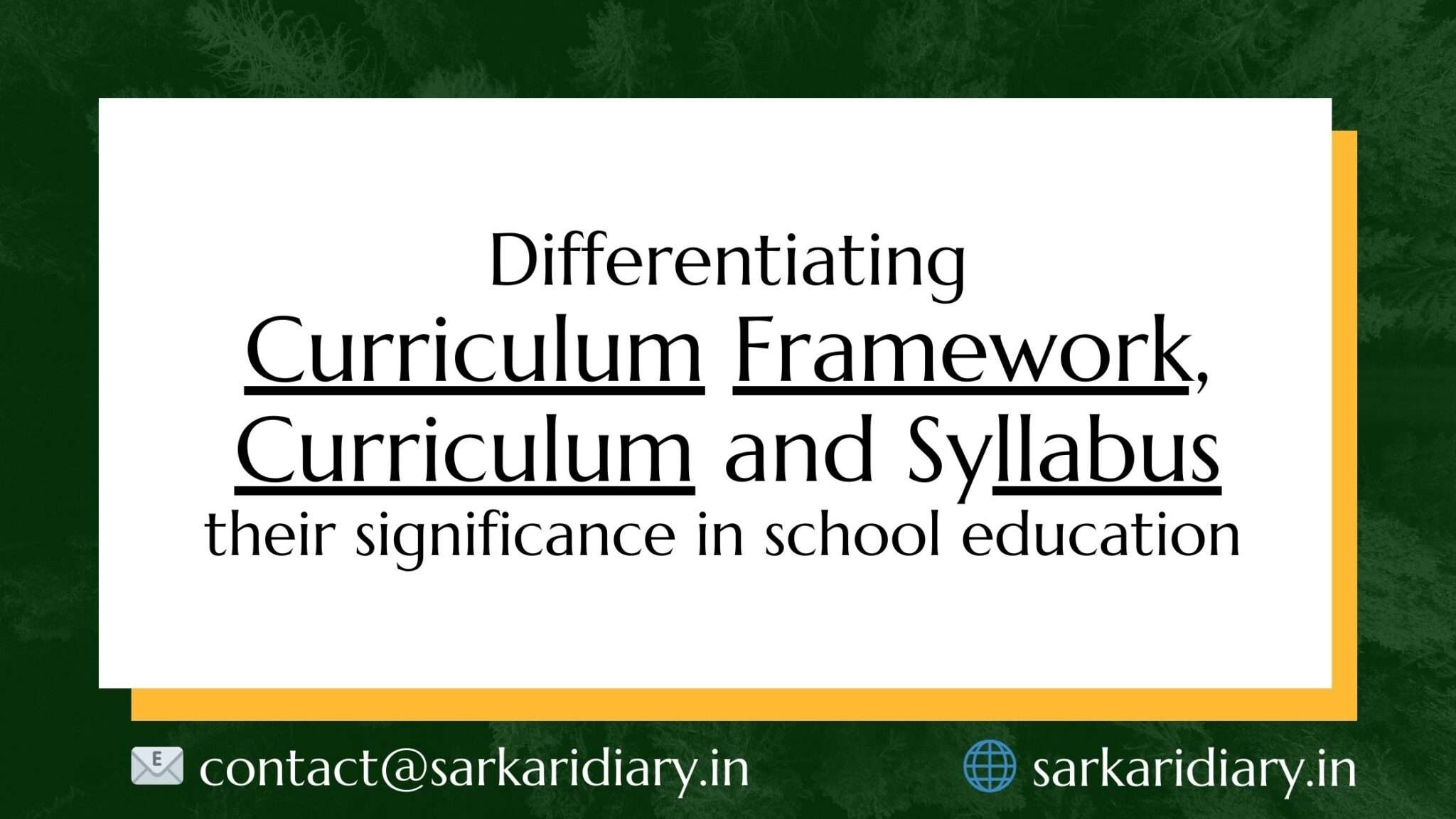 Differentiating Curriculum Framework, Curriculum and Syllabus; their ...